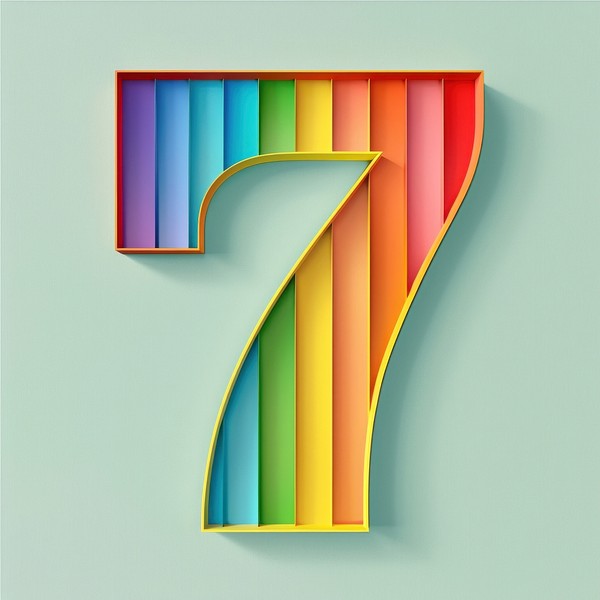 Rainbow number 7 symbol text. | Premium Photo Illustration - rawpixel