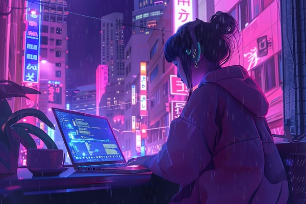 Using laptop anime computer adult | Premium Photo Illustration - rawpixel