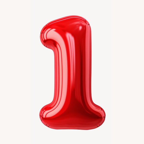 Number one red 3D balloon | Free Photo Illustration - rawpixel