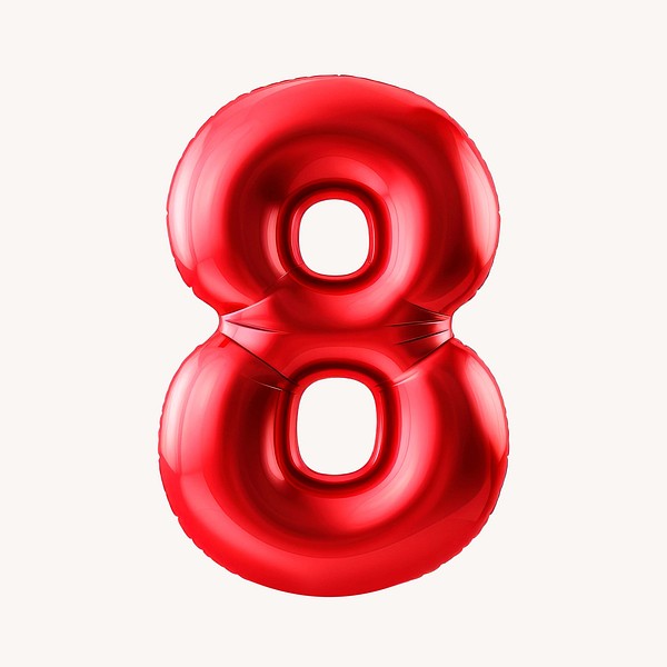 Number eight red 3D balloon | Free Photo Illustration - rawpixel