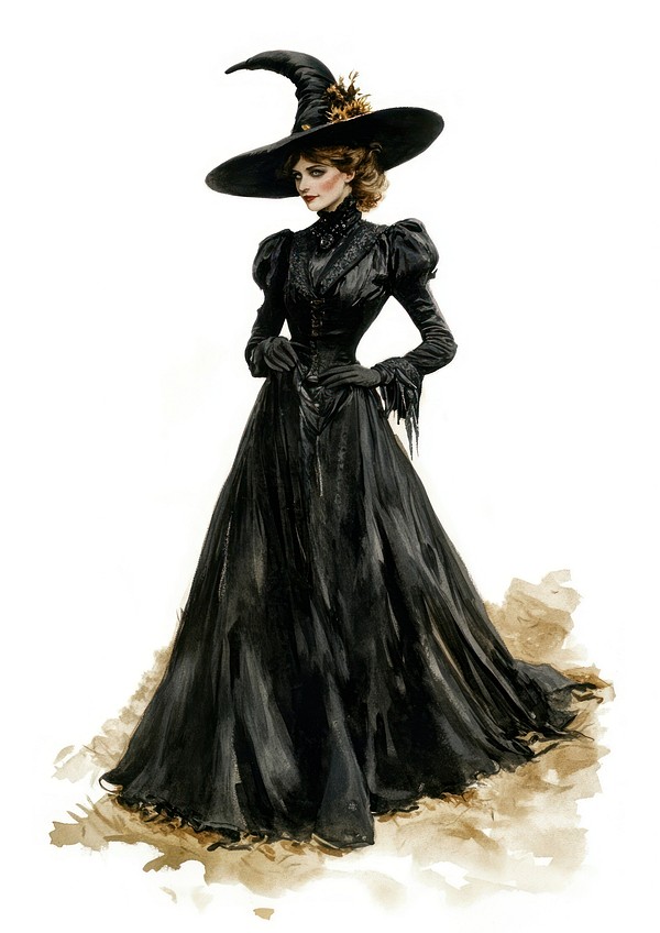 A witch victorian costume fashion. | Free Photo Illustration - rawpixel