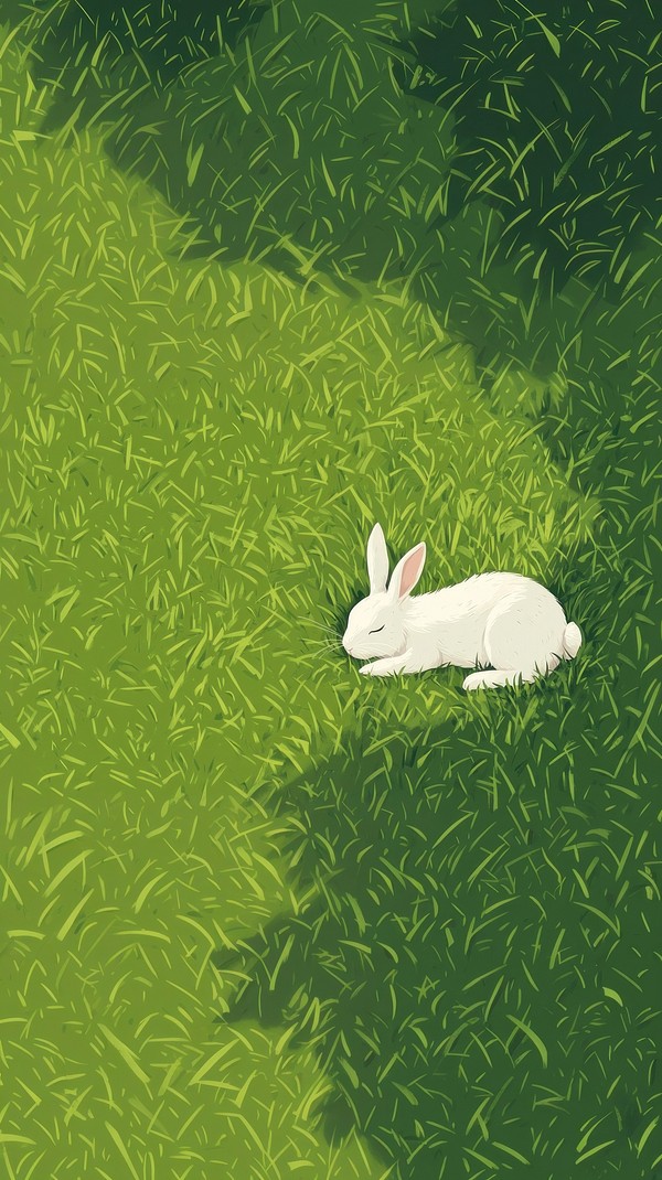 Grass field rabbit green illustration | Free Photo Illustration - rawpixel