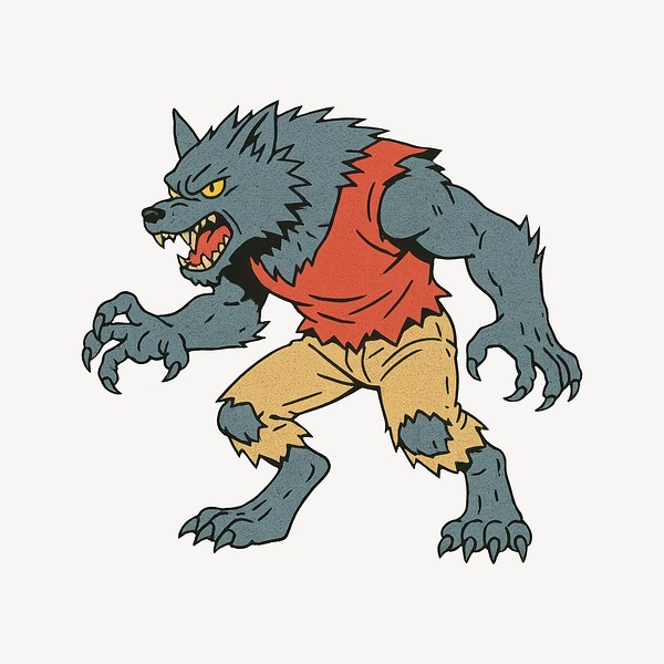 Cartoon werewolf in action pose | Free Photo Illustration - rawpixel
