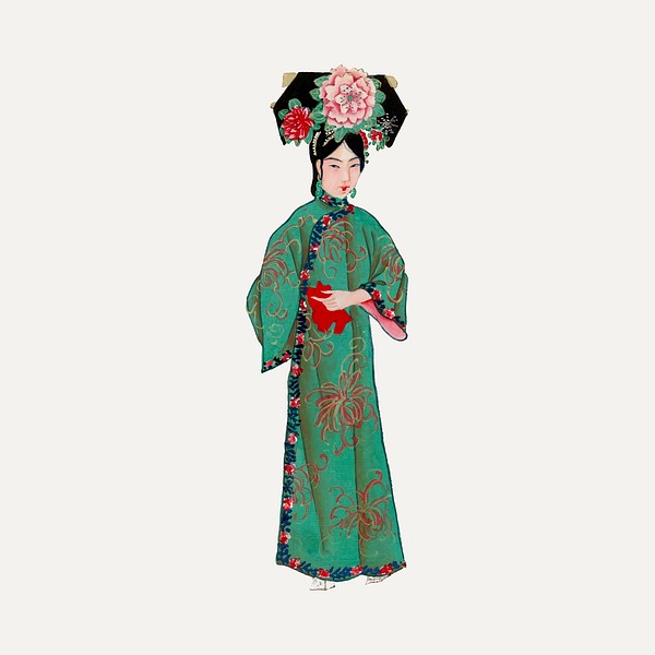 Lady in modern Manchu costume | Premium Vector Illustration - rawpixel