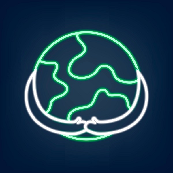 Neon sign psd earth icon | Premium PSD - rawpixel