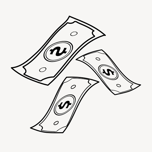 Money doodle clipart, cute black | Premium PSD - rawpixel