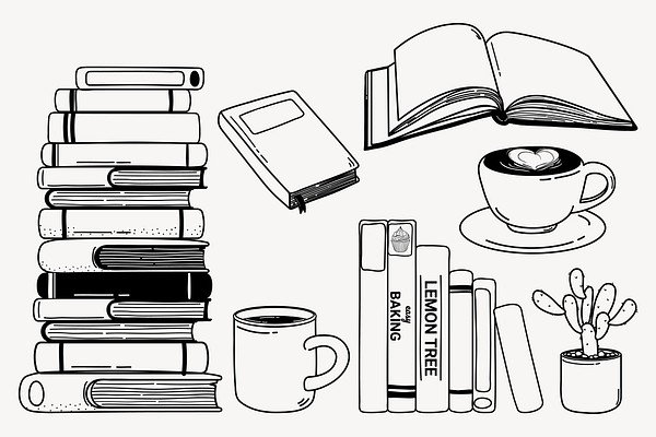 Books doodle collage element, cute | Premium Vector - rawpixel