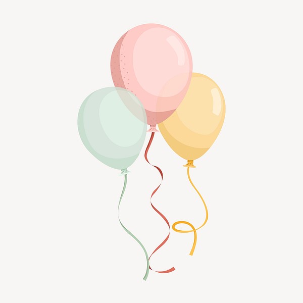 Balloons collage element, cute cartoon | Premium Vector Illustration ...