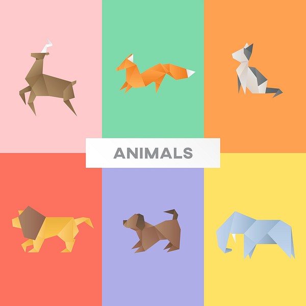 Cute animals craft vector geometric | Premium Vector - rawpixel