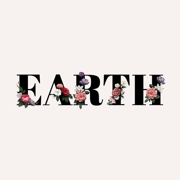 Floral earth word typography beige | Free Photo - rawpixel