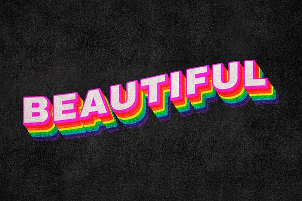 BEAUTIFUL rainbow word typography black | Free Photo - rawpixel