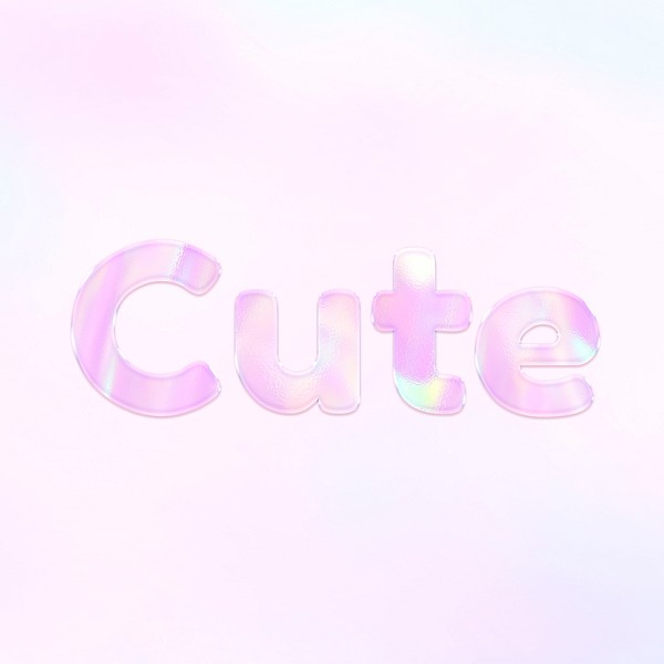 Cute word art pink holographic | Free Photo - rawpixel