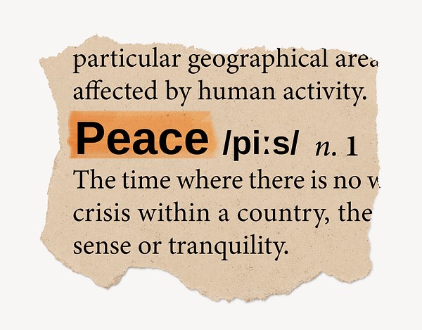 Peace definition, ripped dictionary word, | Free Photo - rawpixel
