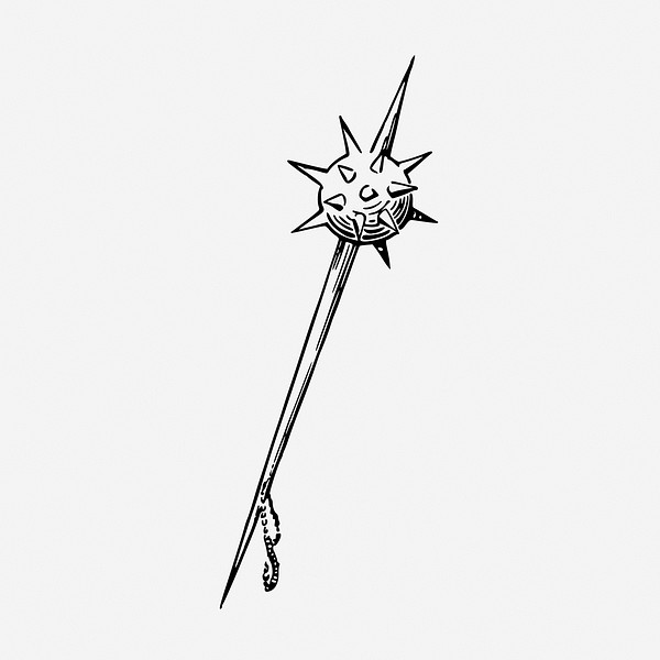Mace drawing, medieval weapon illustration. | Free Photo - rawpixel