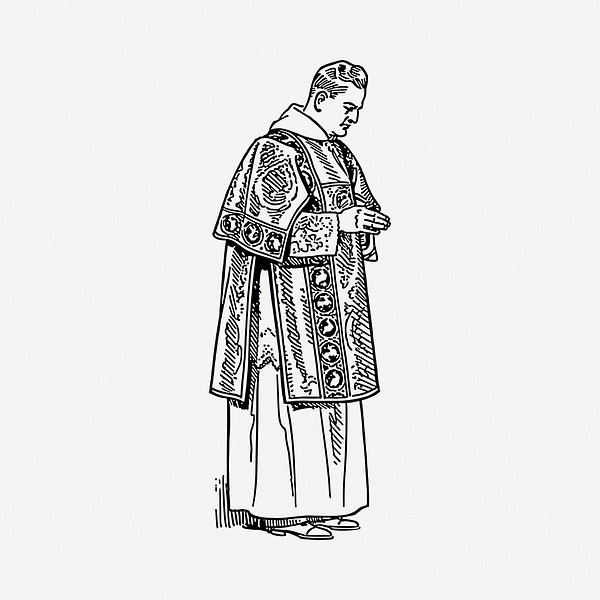 Pastor drawing, vintage illustration psd. | Free PSD - rawpixel