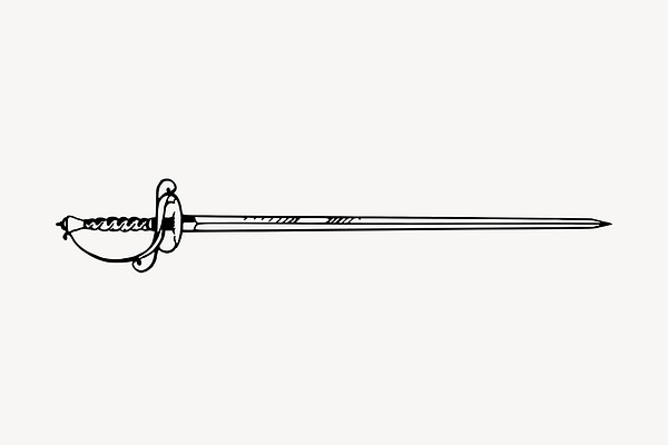 Rapier sword drawing, vintage weapon | Free Vector - rawpixel