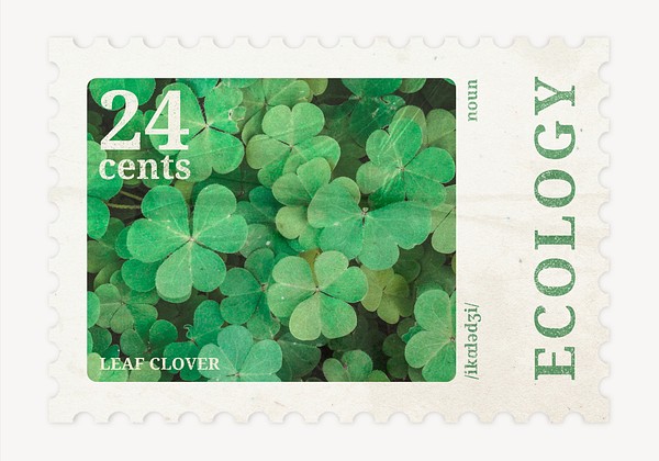 Vintage ecology postage stamp, clover | Free Photo - rawpixel