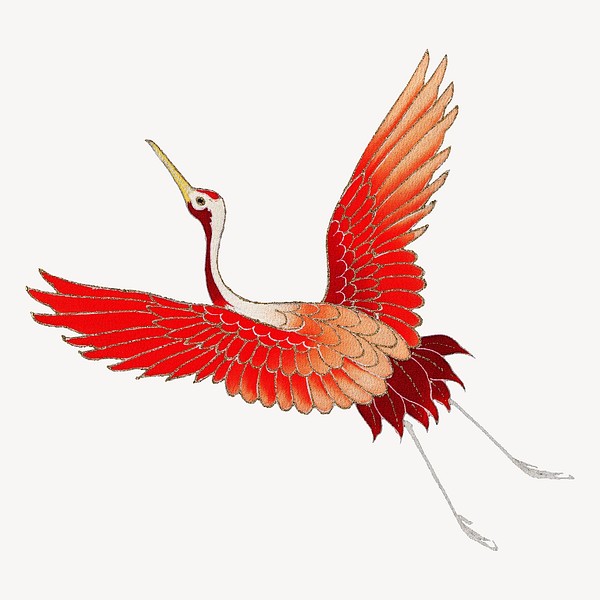 Flying cranes collage element, Japanese | Premium PSD - rawpixel