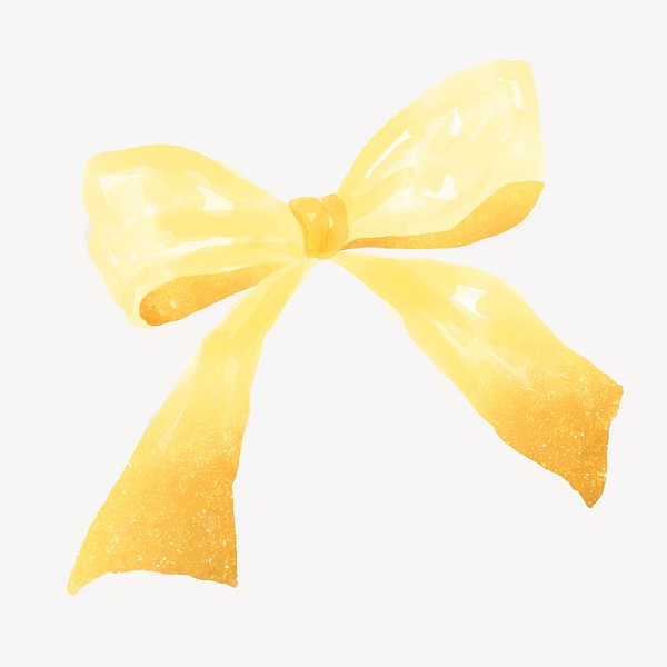 Yellow bow sticker, watercolor design | Premium Vector - rawpixel