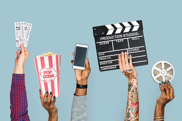 Hand holding entertainment objects isolated | Premium Photo - rawpixel