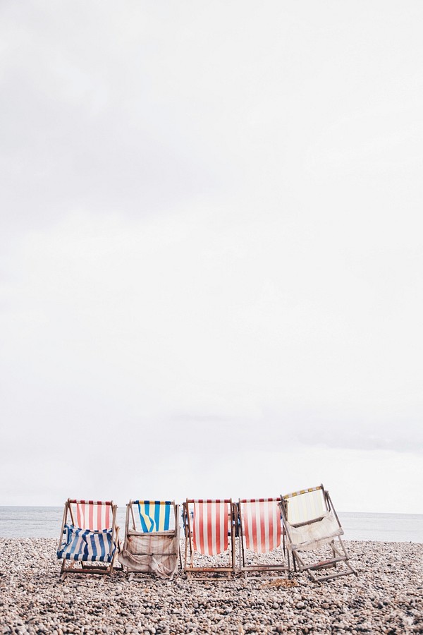 Colored striped beach chairs beach | Free Photo - rawpixel