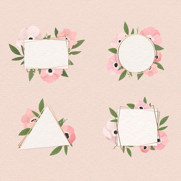 Pink floral frame collection vector | Premium Vector - rawpixel