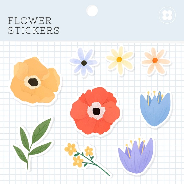 Flower stickers package vector | Premium Vector - rawpixel