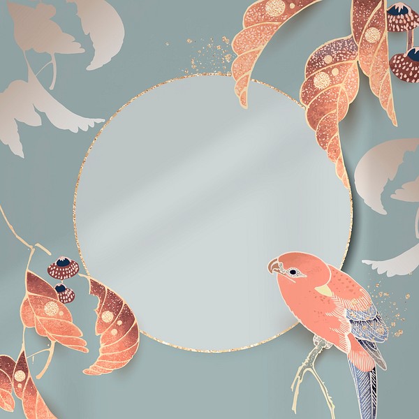 Gold frame parrot leaf motifs | Premium Vector - rawpixel