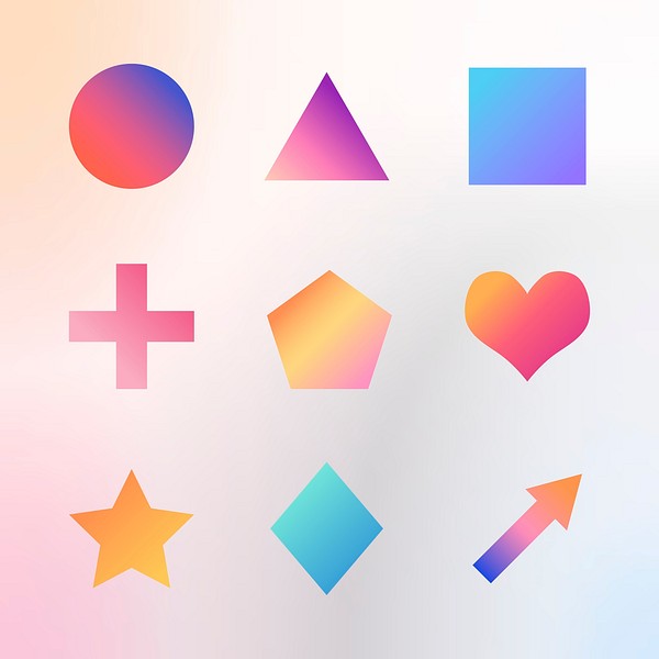 Colorful gradient geometric shapes set | Free Vector - rawpixel