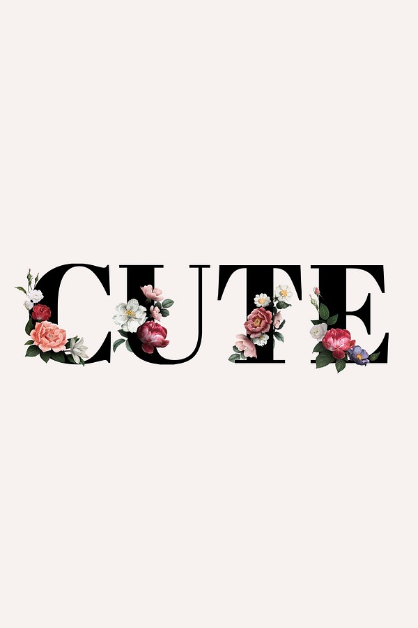 Floral cute word typography beige | Free Photo - rawpixel
