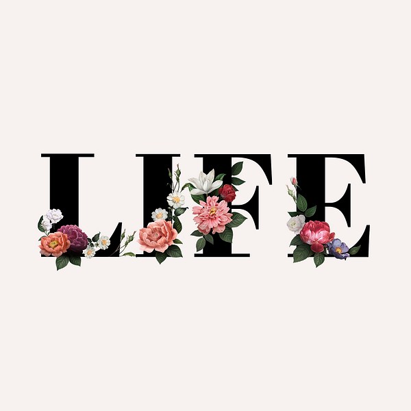 Floral life word typography on a beige | Free Photo - rawpixel