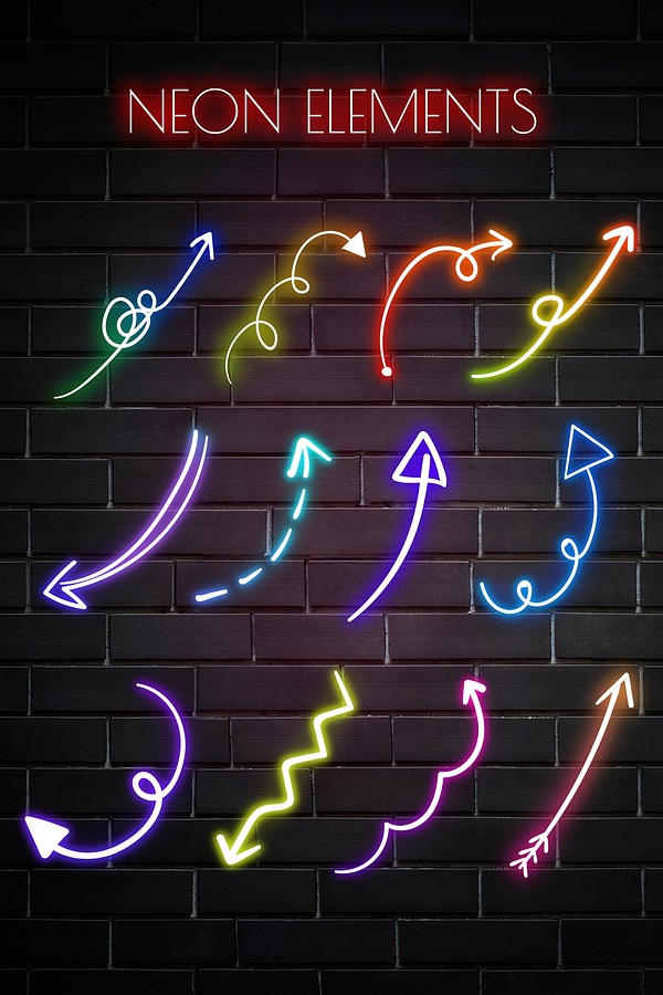 Neon arrows sign set brick | Premium PSD - rawpixel