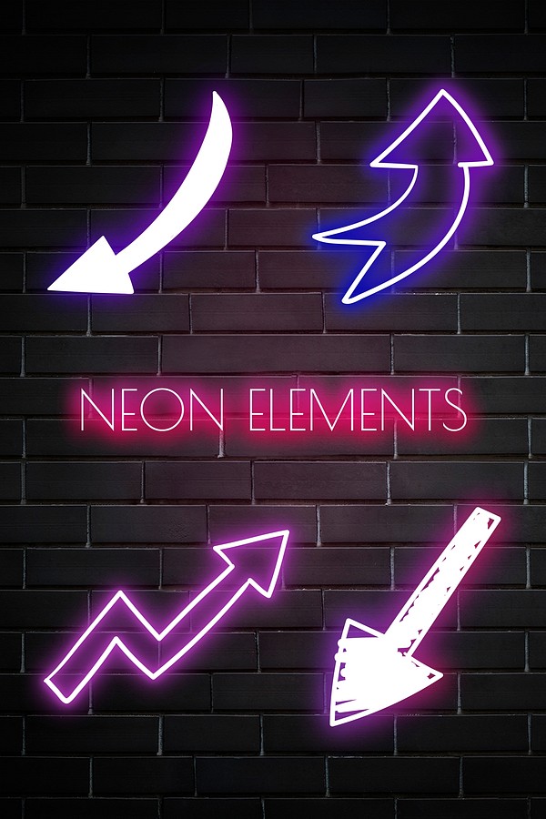 Neon arrows sign set brick | Premium PSD - rawpixel