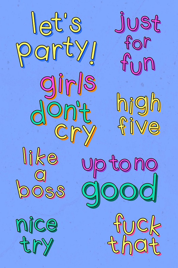 Trendy slang typography set blue | Premium Vector - rawpixel