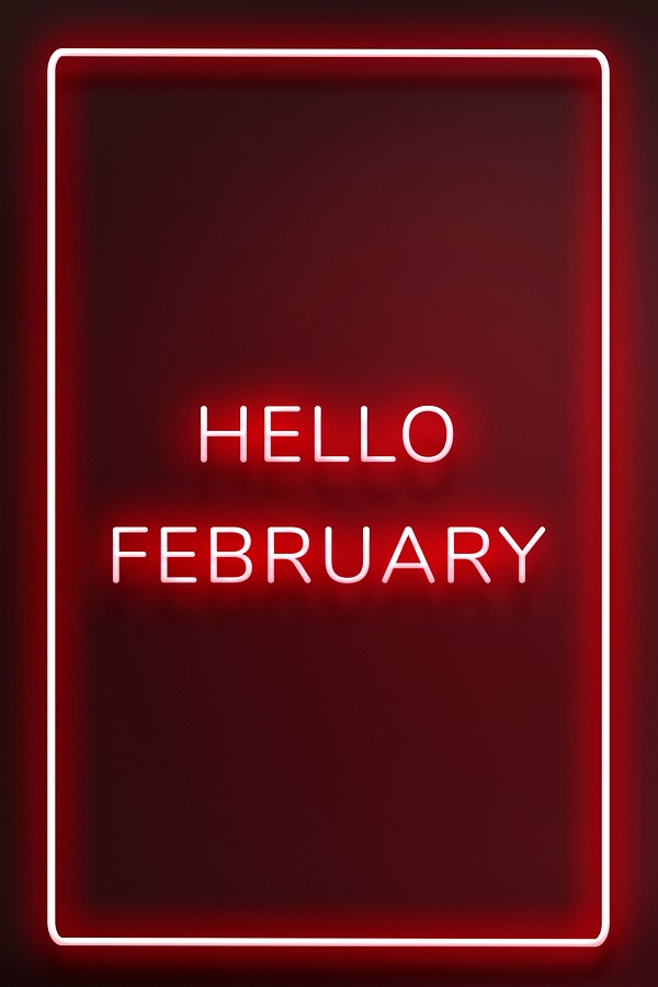 Neon Hello February typography framed | Free Photo - rawpixel