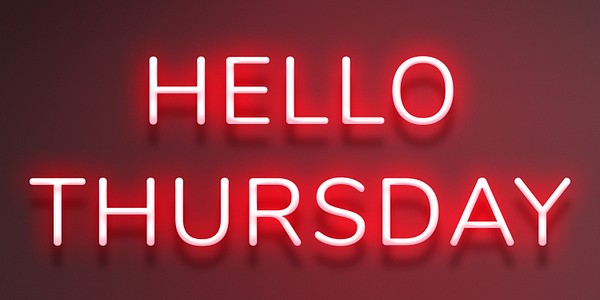 Glowing Hello Thursday red typography | Free Photo - rawpixel