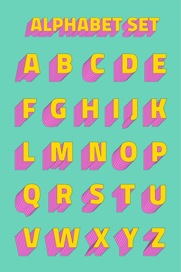 Alphabet set 3d vector stylized | Premium Vector - rawpixel