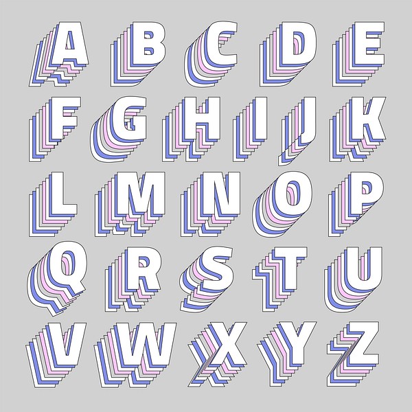 Pastel alphabet retro layered vector | Premium Vector - rawpixel