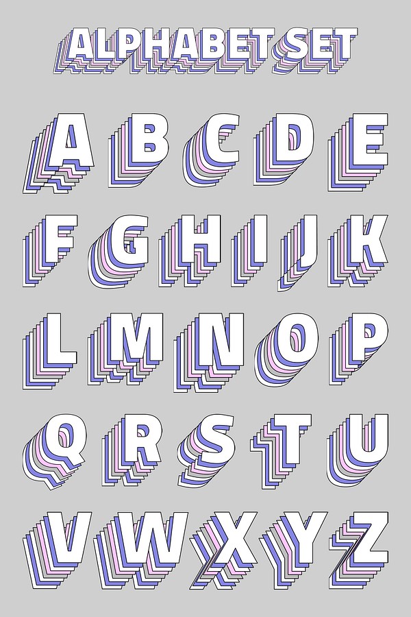 Vintage pastel alphabet layered psd | Premium PSD - rawpixel