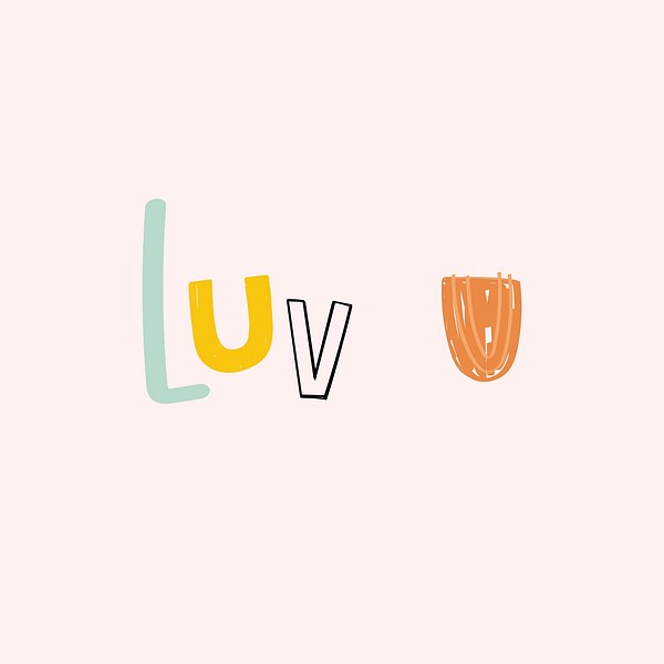 Luv u message psd typography | Premium PSD - rawpixel