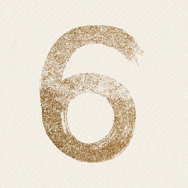 Gold glitter 6 number psd | Premium PSD - rawpixel