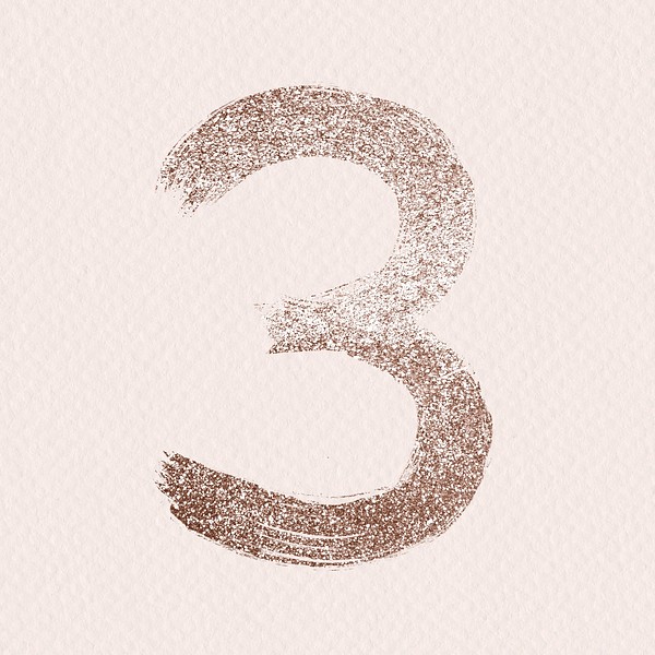 Rose gold 3 psd number | Free PSD - rawpixel