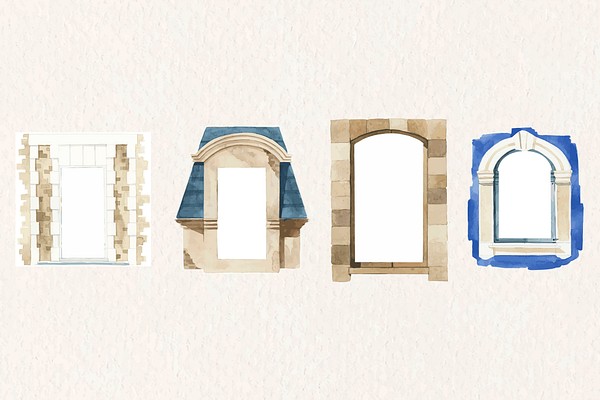 Vintage European window architecture vector | Free Vector - rawpixel