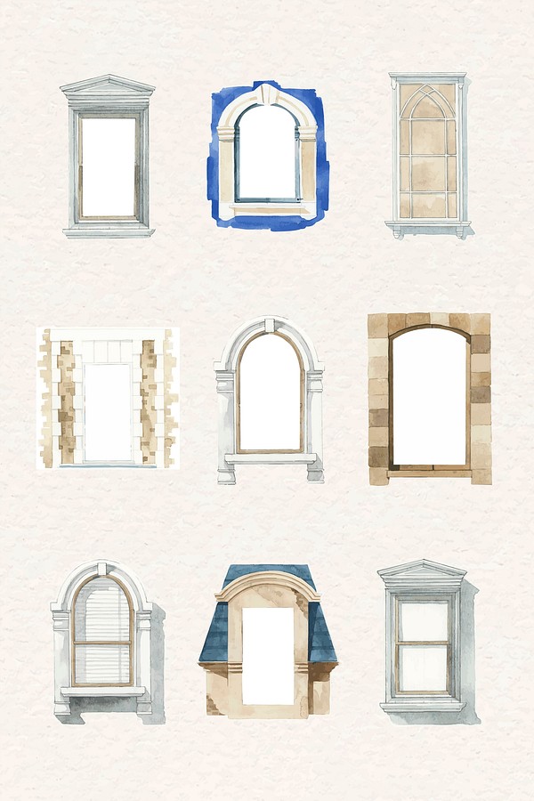 Vintage European window architecture vector | Premium Vector - rawpixel