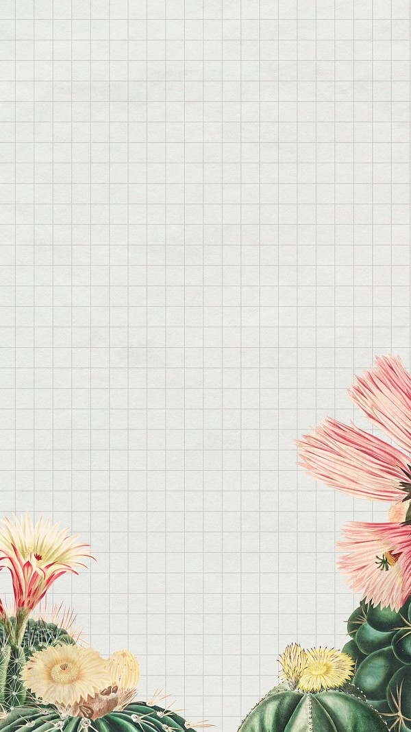 Vintage green cactus flower grid | Premium Photo - rawpixel
