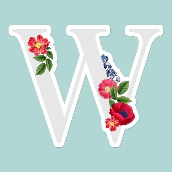 Flower decorated capital letter W | Premium Vector - rawpixel