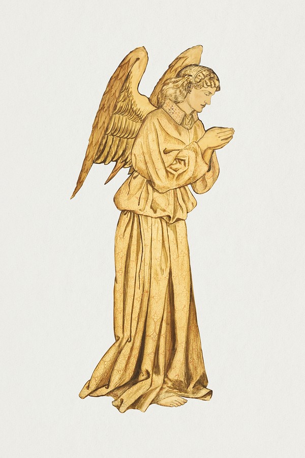 Vintage gold angel illustration design | Premium PSD - rawpixel