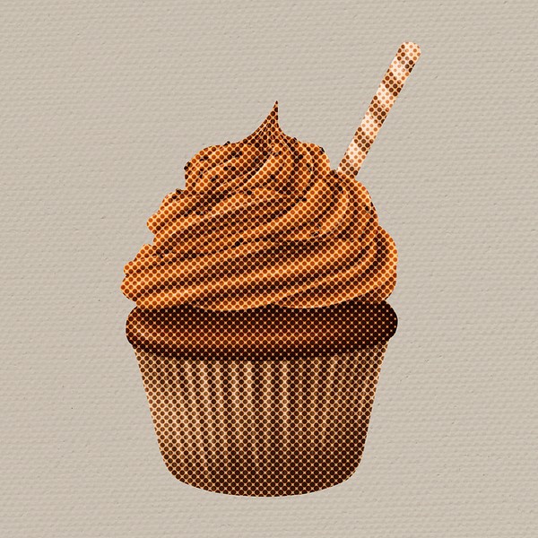 Halftone chocolate cupcake sticker design | Premium PSD - rawpixel