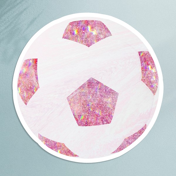 Pink holographic football sticker with a white | PSD - rawpixel