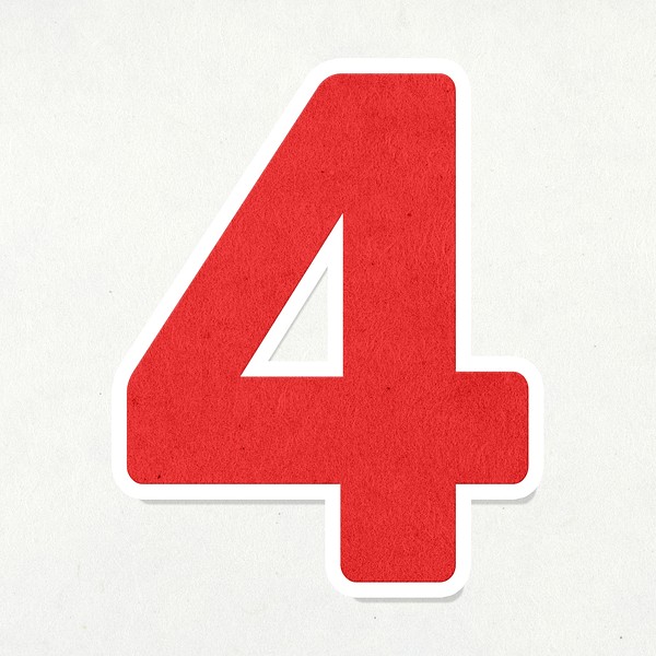Red number four sticker design | Premium PSD - rawpixel